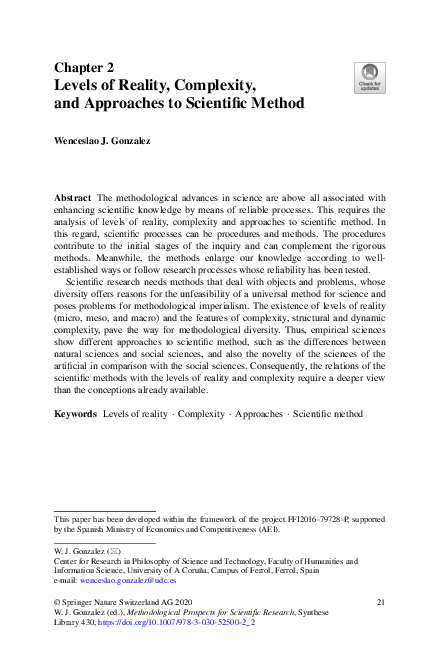 (PDF) Levels of Reality, Complexity, and Approaches to Scientific Method
