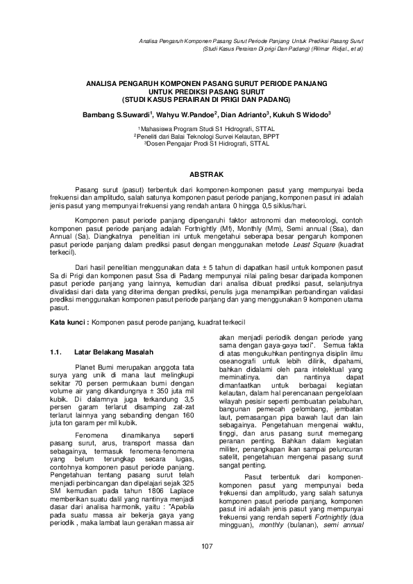 (PDF) Analisa Pengaruh Komponen Pasang Surut Periode Panjang untuk ...