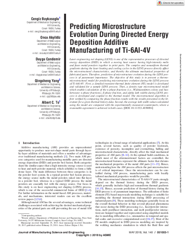 (PDF) Predicting Microstructure Evolution During Directed Energy ...