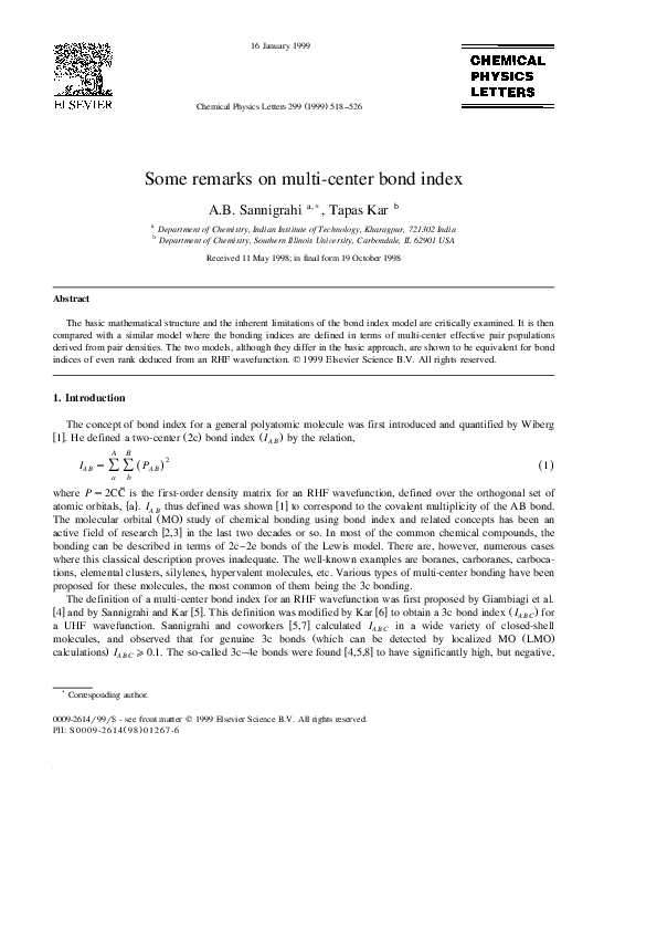 (PDF) Some remarks on multi-center bond index