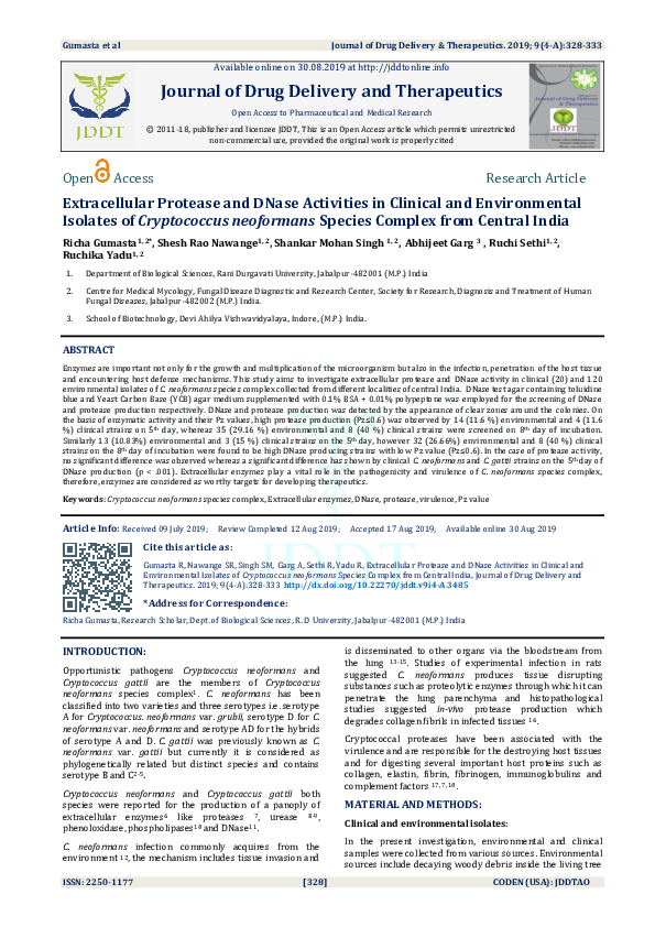 (PDF) Protease and DNase Activity in C. neoformans