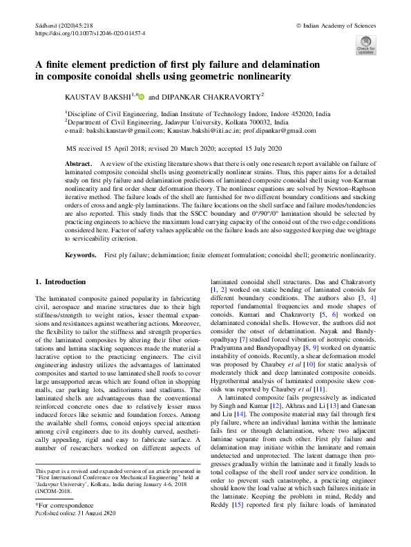 (PDF) A finite element prediction of first ply failure and delamination ...