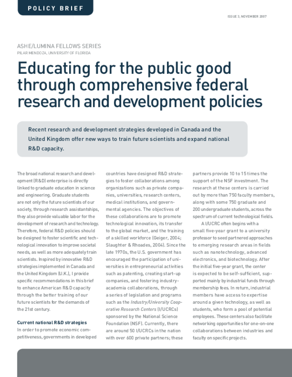 (PDF) Educating for the public good through comprehensive federal ...