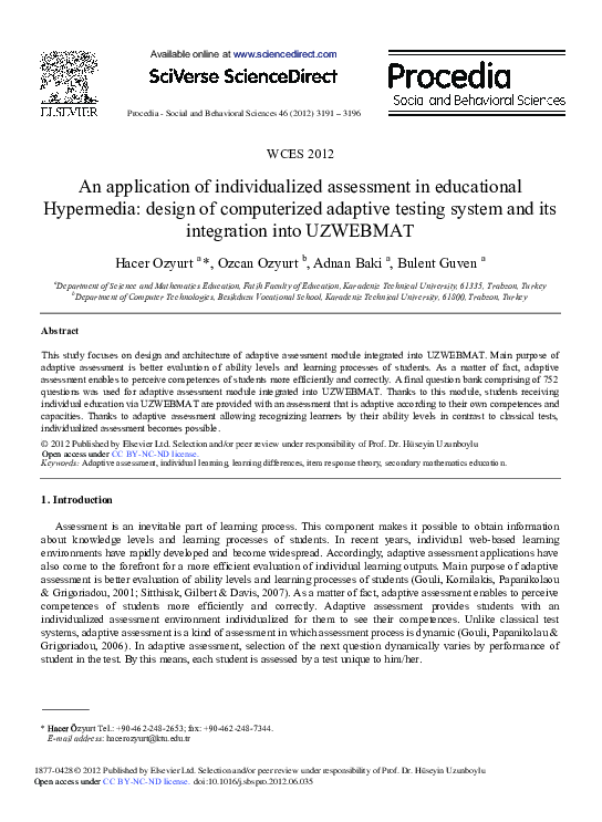 (PDF) An Application of Individualized Assessment in Educational ...
