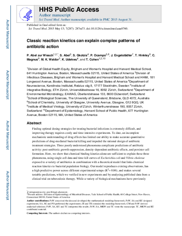 (PDF) Classic reaction kinetics can explain complex patterns of ...