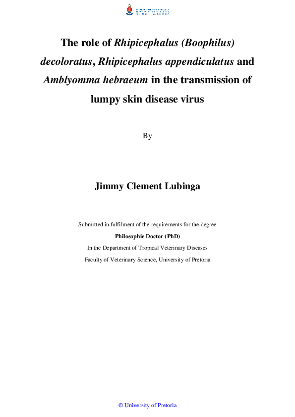 (PDF) The role of Rhipicephalus (Boophilus) decoloratus, Rhipicephalus ...