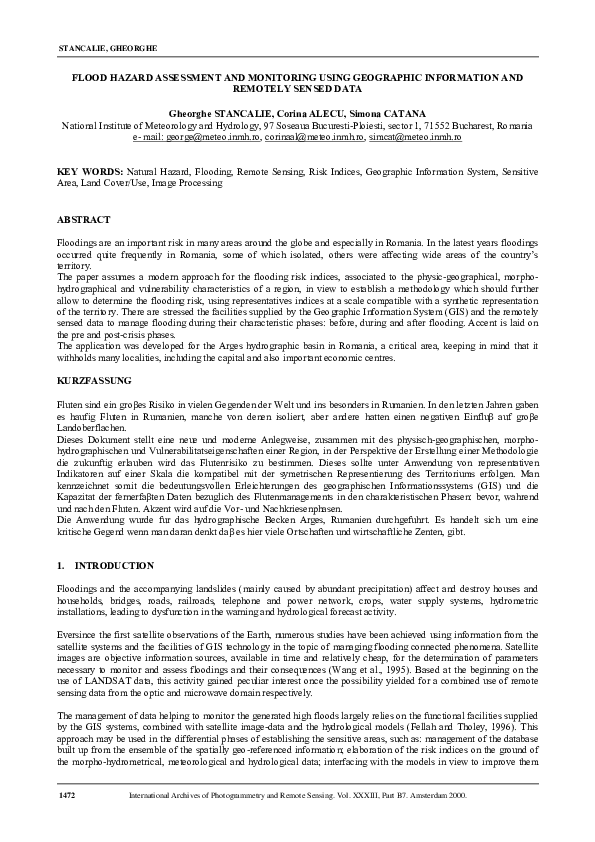 (PDF) FLOOD HAZARD ASSESSMENT AND MONITORING USING GEOGRAPHIC ...