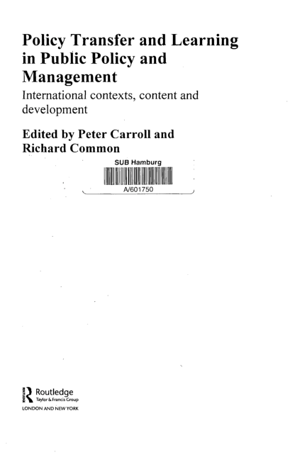 (PDF) Policy Transfer and Learning in Public Policy and Management