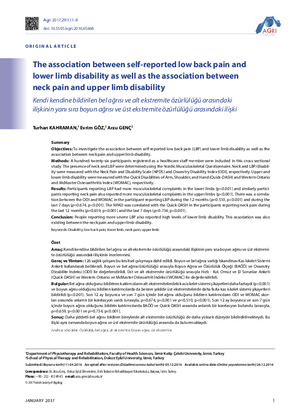 (PDF) The association between self-reported low back pain and lower ...