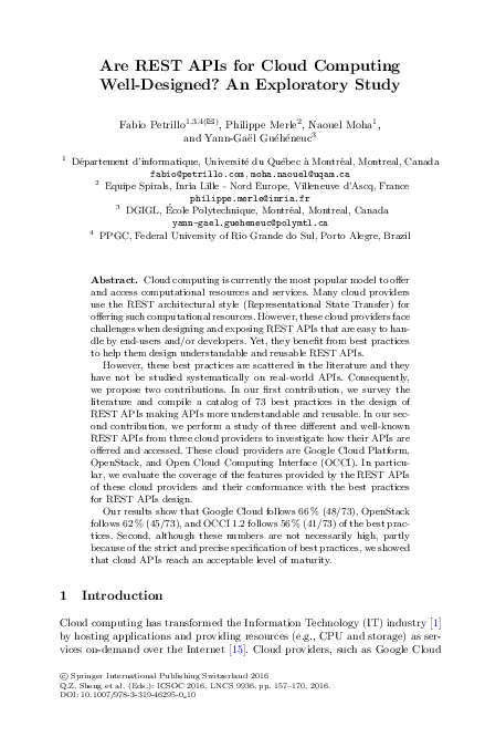 (PDF) Are REST APIs for Cloud Computing Well-Designed? An Exploratory Study