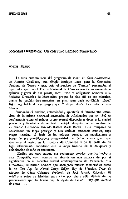 (PDF) Sociedad dramática: Un colectivo llamado Maracaibo