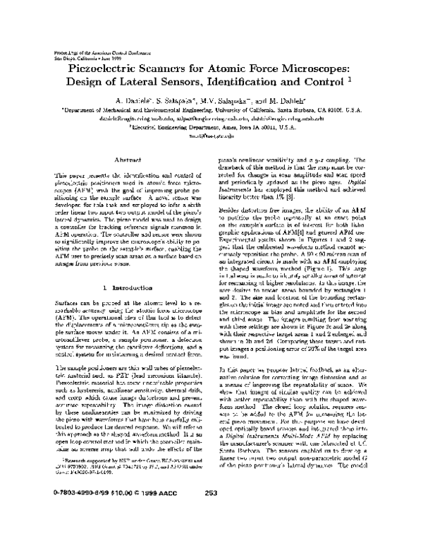 (PDF) Piezoelectric scanners for atomic force microscopes: design of ...