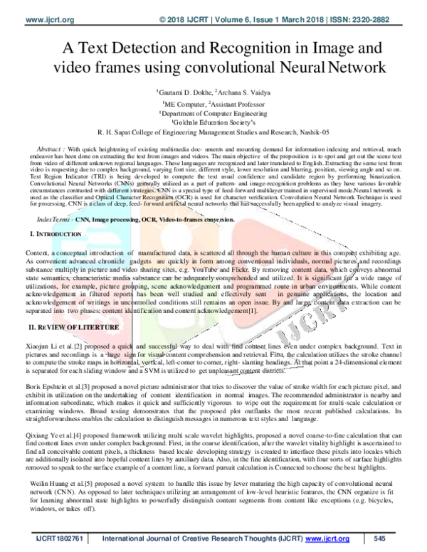 (PDF) A Text Detection and Recognition in Image and video frames using ...