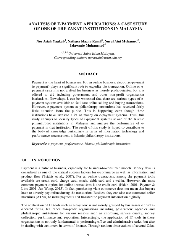(PDF) Analysis of E-Payment Applications: A Case Study of One of the ...