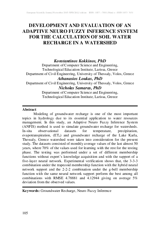 (PDF) Development and Evaluation of an Adaptive Neuro Fuzzy Inference System for the Calculation ...