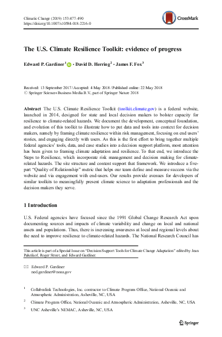 (PDF) The U.S. Climate Resilience Toolkit: evidence of progress