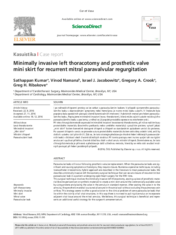 (PDF) Minimally invasive left thoracotomy and prosthetic valve mini ...