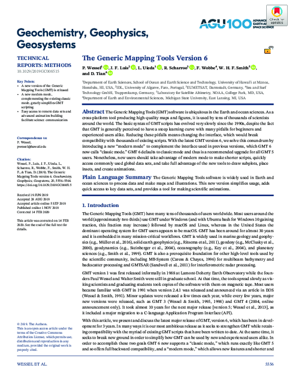 (PDF) The Generic Mapping Tools Version 6