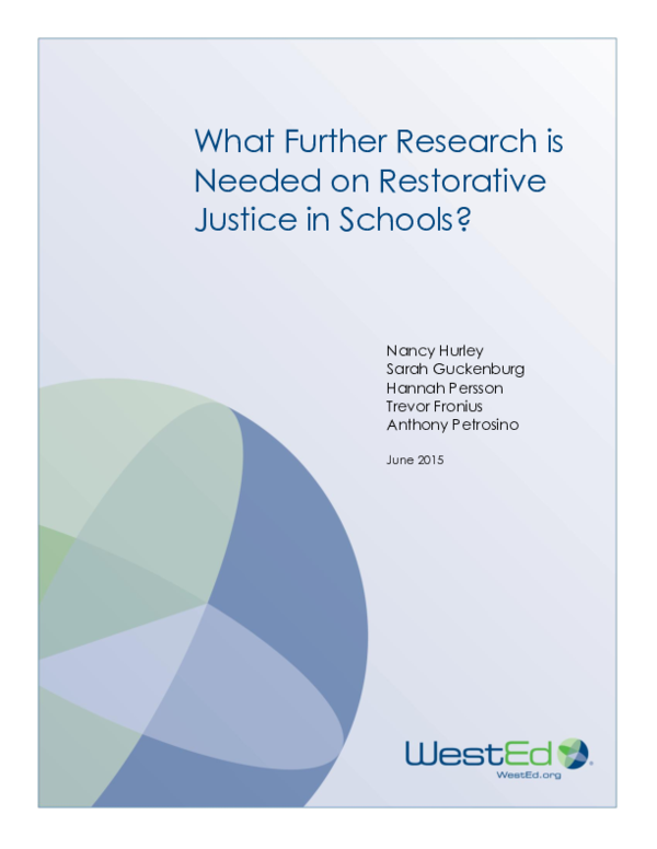 (PDF) What Further Research Is Needed on Restorative Justice in Schools