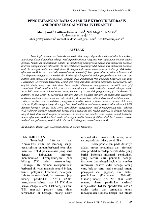 (PDF) Pengembangan Bahan Ajar Elektronik Berbasis Android Sebagai Media Interaktif