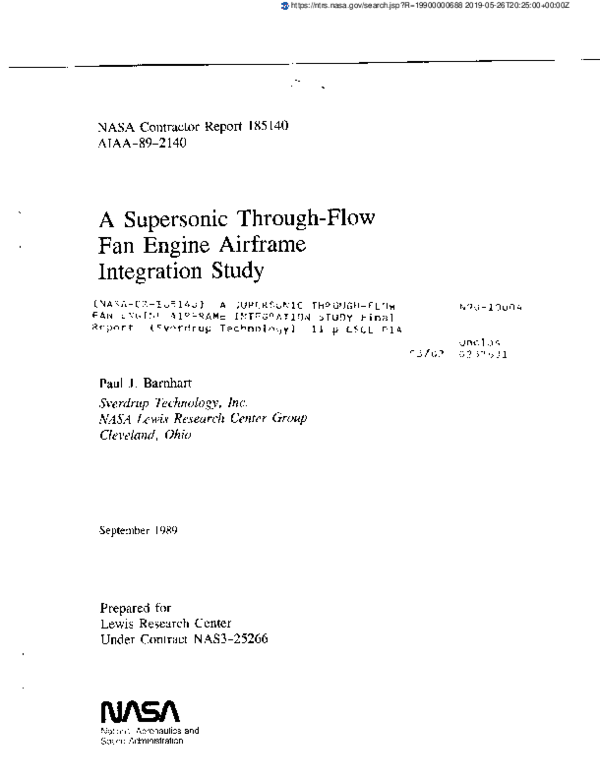 (PDF) A supersonic through-flow fan engine airframe integration study