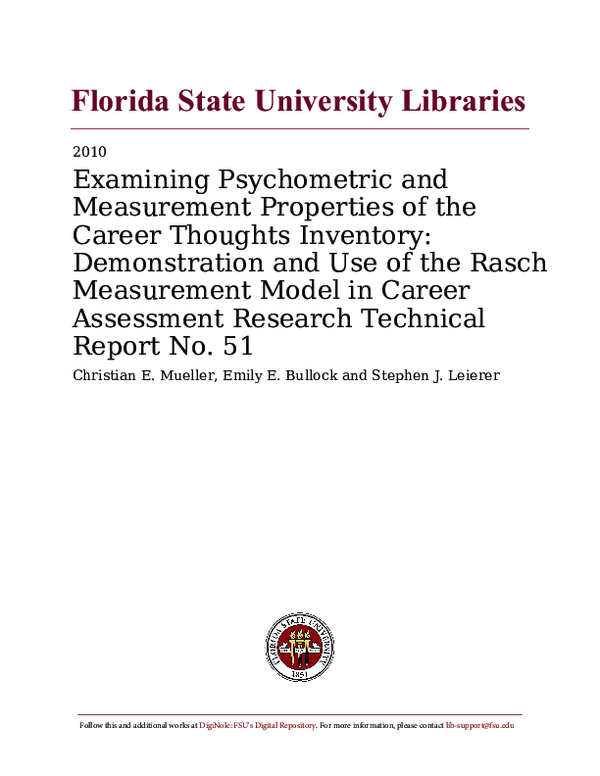 (PDF) Examining Psychometric and Measurement Properties of the Career ...