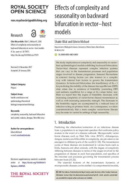 (PDF) Effects of complexity and seasonality on backward bifurcation in vector-host models