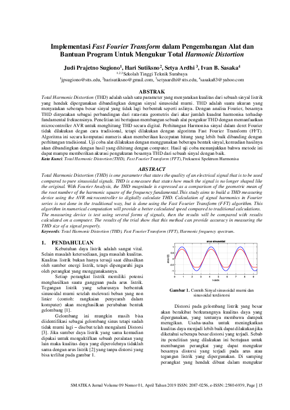 (PDF) Implementasi Fast Fourier Transform dalam Pengembangan Alat dan Bantuan Program Untuk ...