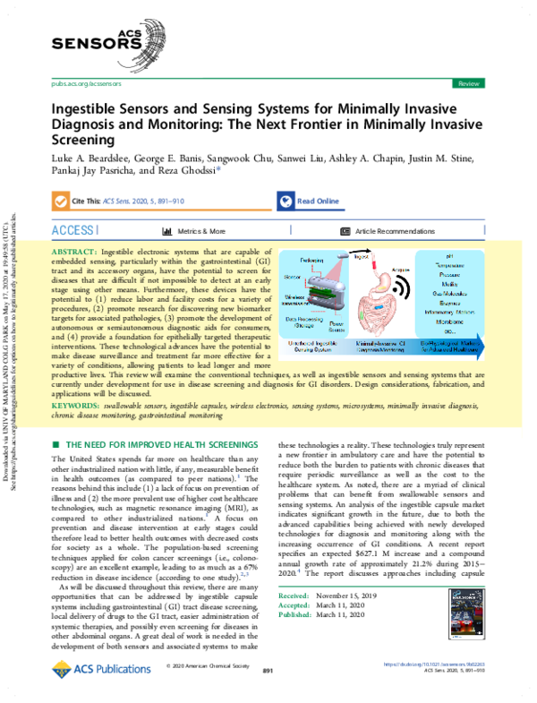 (PDF) Ingestible Sensors and Sensing Systems for Minimally Invasive ...