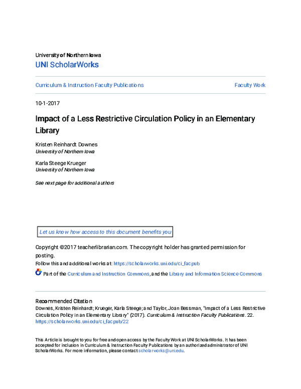 (PDF) Impact of a Less Restrictive Circulation Policy in an Elementary ...