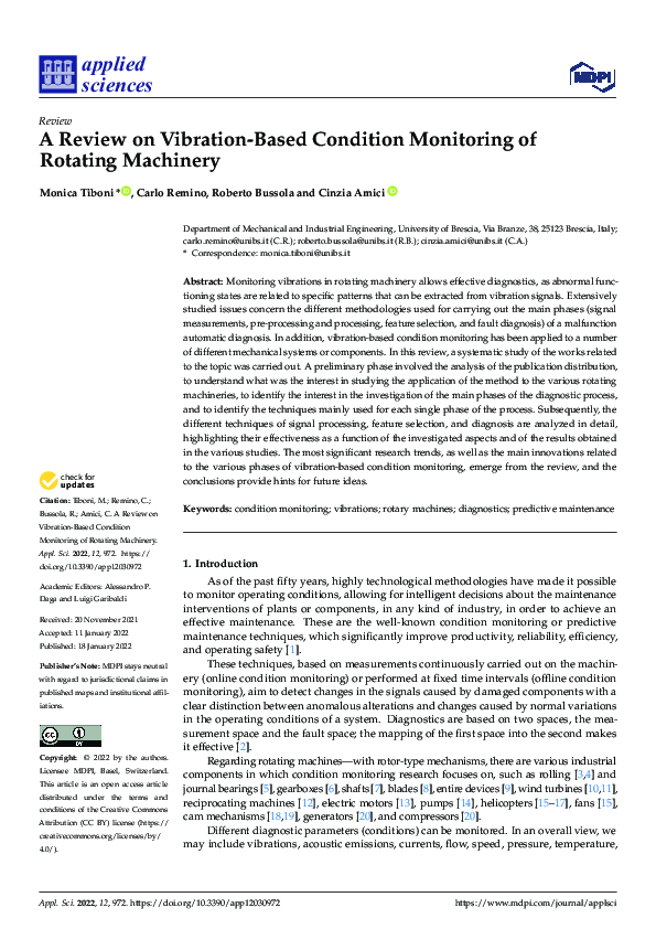 (PDF) A Review on Vibration-Based Condition Monitoring of Rotating ...