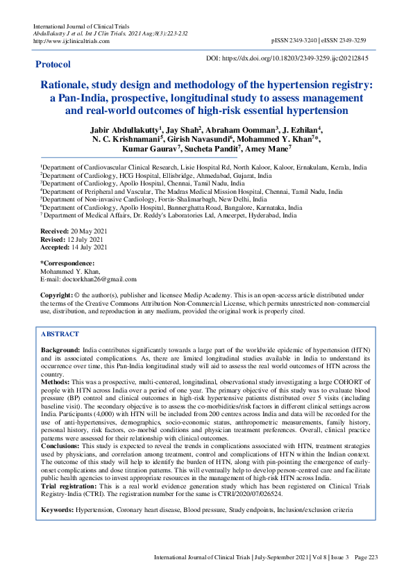 (PDF) Rationale, study design and methodology of the hypertension ...