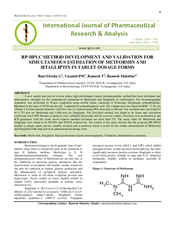 Pdf Rp Hplc Method Development And Validation For Simultaneous