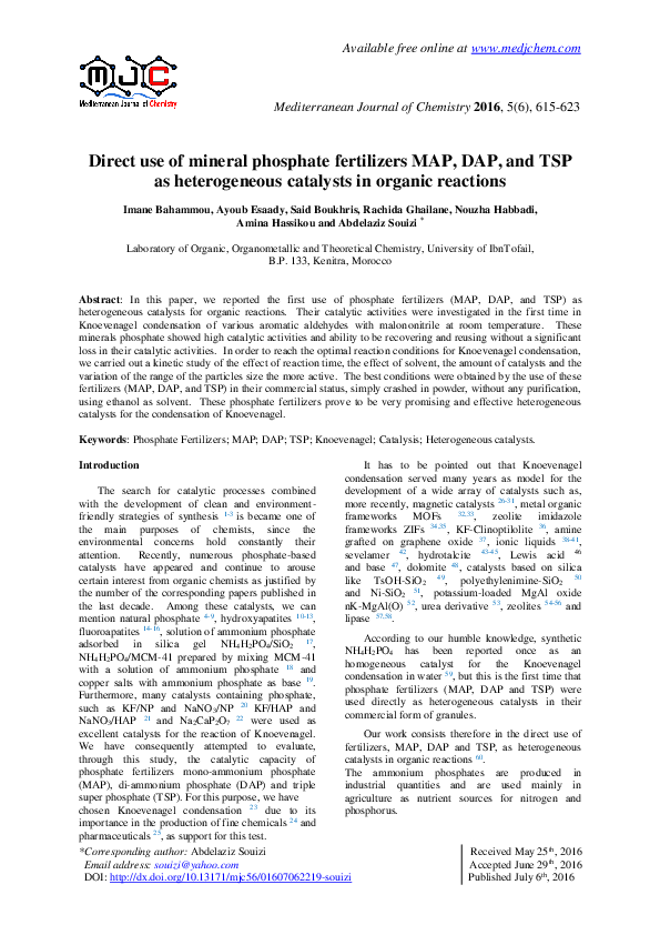 (PDF) Direct use of mineral fertilizers MAP, DAP, and TSP as ...