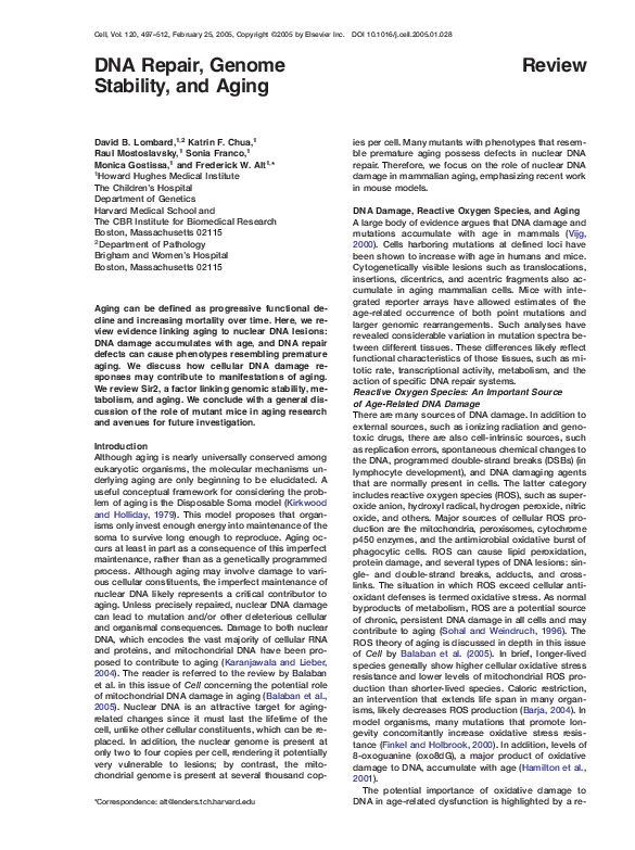 (PDF) DNA Repair, Genome Stability, and Aging