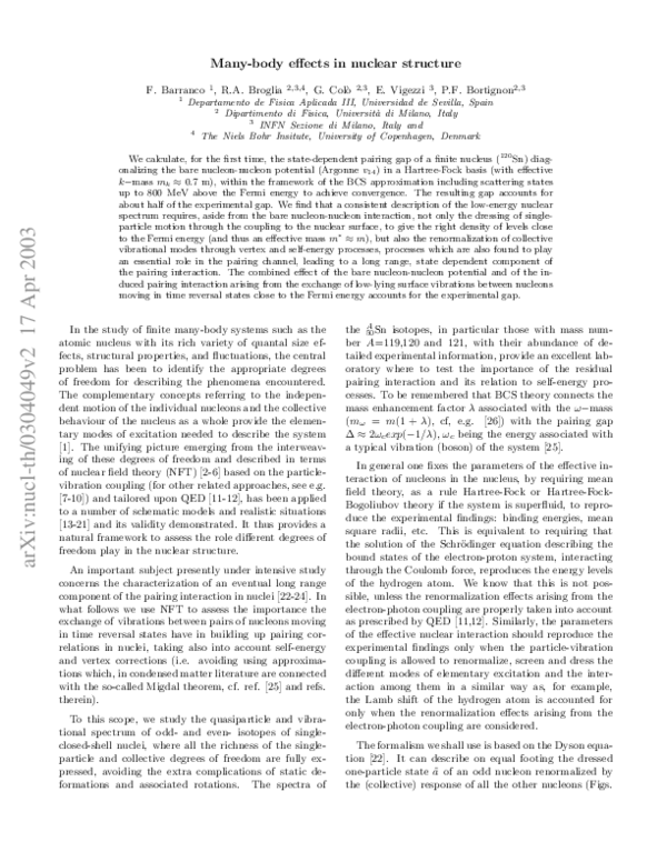 (PDF) Many-body effects in nuclear structure