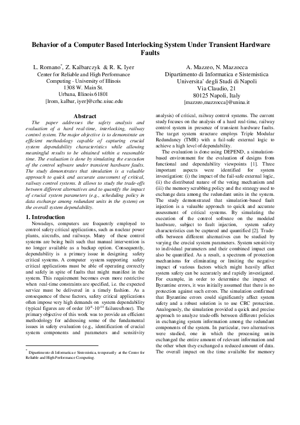 (PDF) Behavior of a computer based interlocking system under transient ...