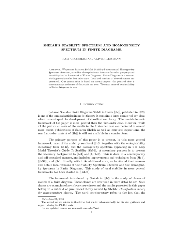 (PDF) Shelah's stability spectrum and homogeneity spectrum in finite ... (PDF) Shelah's stability spectrum and homogeneity spectrum in finite ...