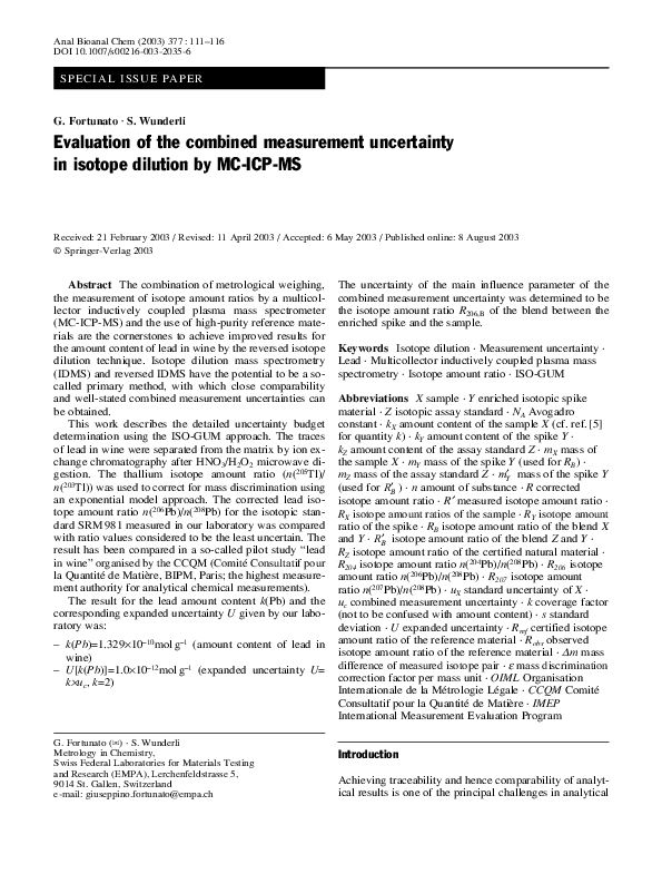 (PDF) Evaluation of the combined measurement uncertainty in isotope ...