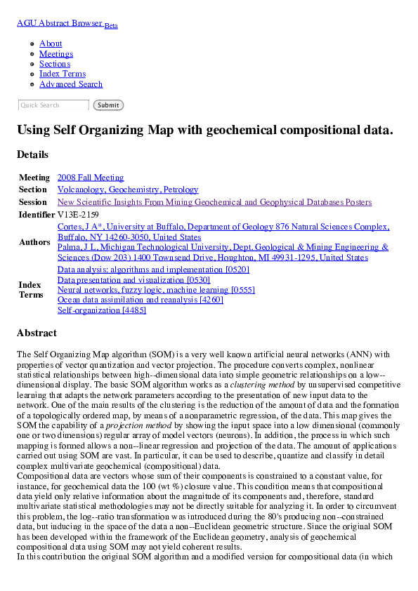 (PDF) Using Self Organizing Map with geochemical compositional data