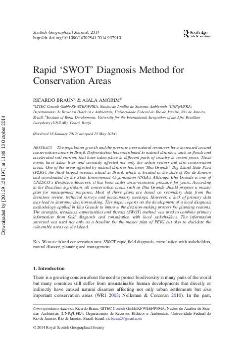 (PDF) Rapid ‘SWOT’ Diagnosis Method for Conservation Areas