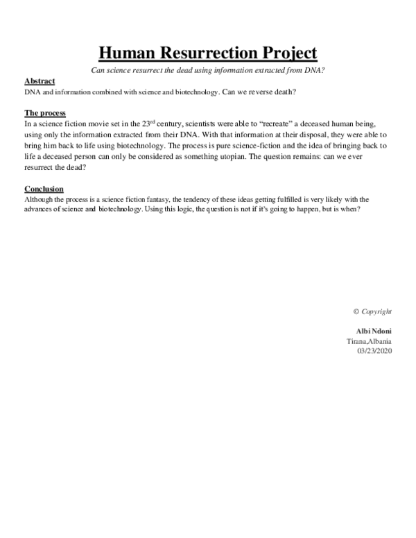 (PDF) Human Resurrection Project