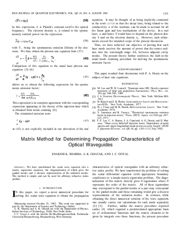 (PDF) Matrix method for determining propagation characteristics of ...