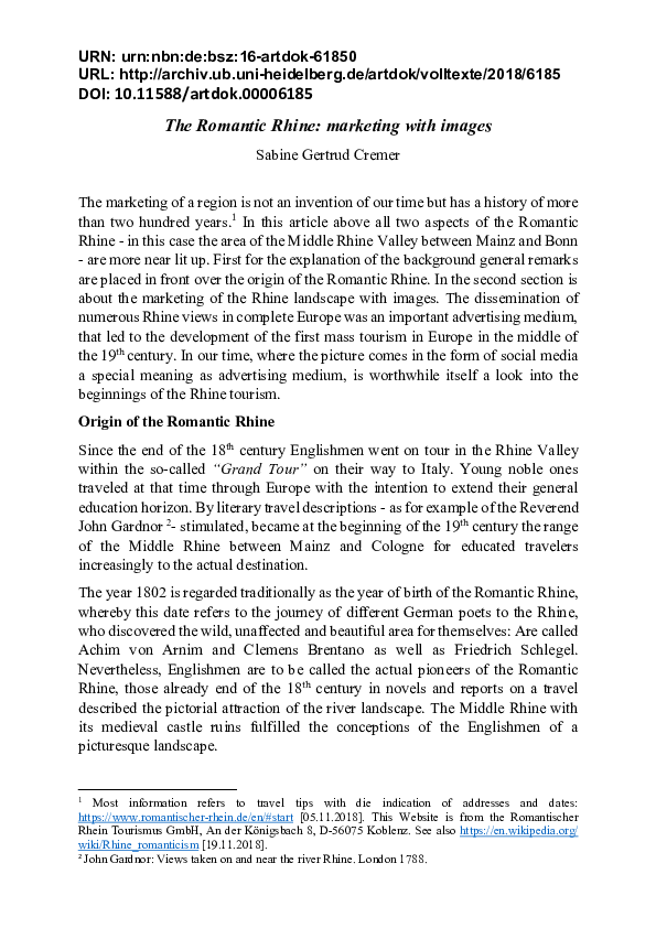 (PDF) The Romantic Rhine: marketing with images