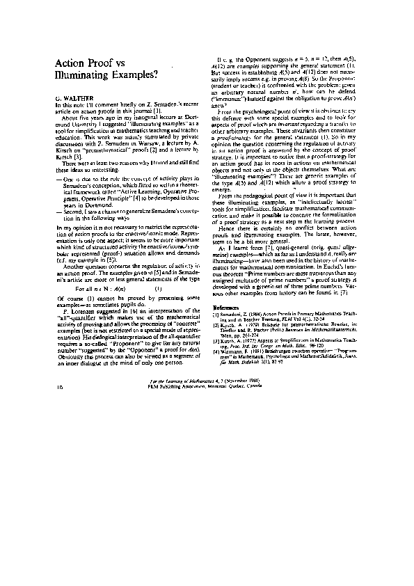 (PDF) Action proof vs illuminating examples