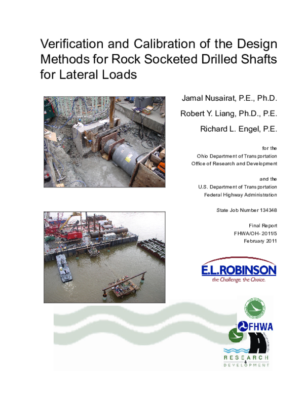 (PDF) Verification and Calibration of the Design Methods for Rock Socketed Drilled Shafts for ...