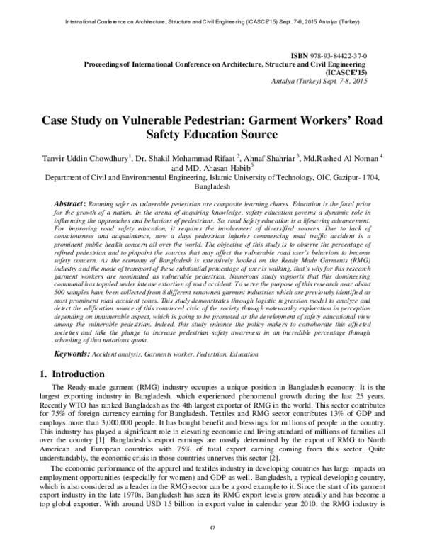 (PDF) Case Study on Vulnerable Pedestrian: Garment Workers' Road Safety ...