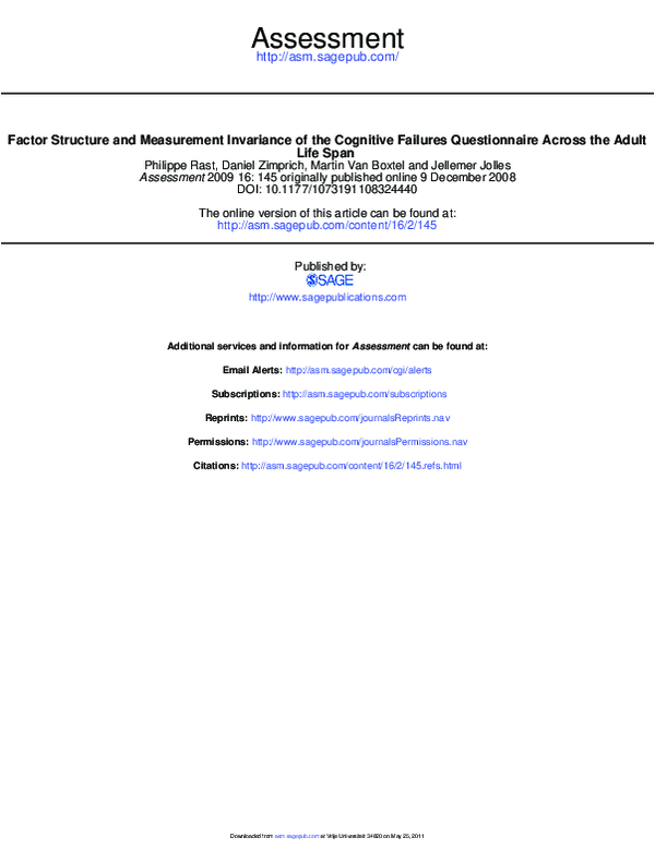 (PDF) Factor Structure and Measurement Invariance of the Cognitive ...