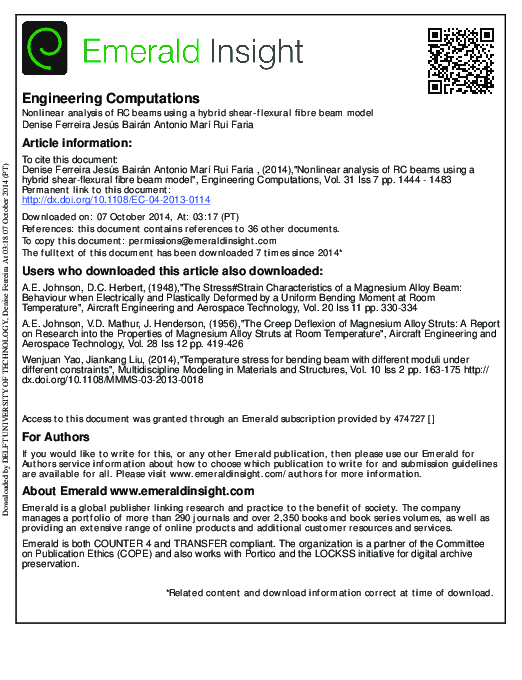 Pdf Nonlinear Analysis Of Rc Beams Using A Hybrid Shear Flexural Fibre Beam Model