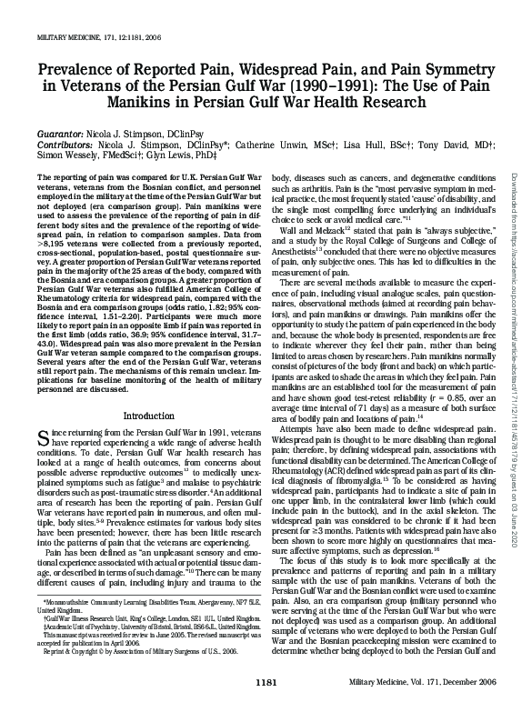 (PDF) Pain Prevalence in Persian Gulf War Veterans